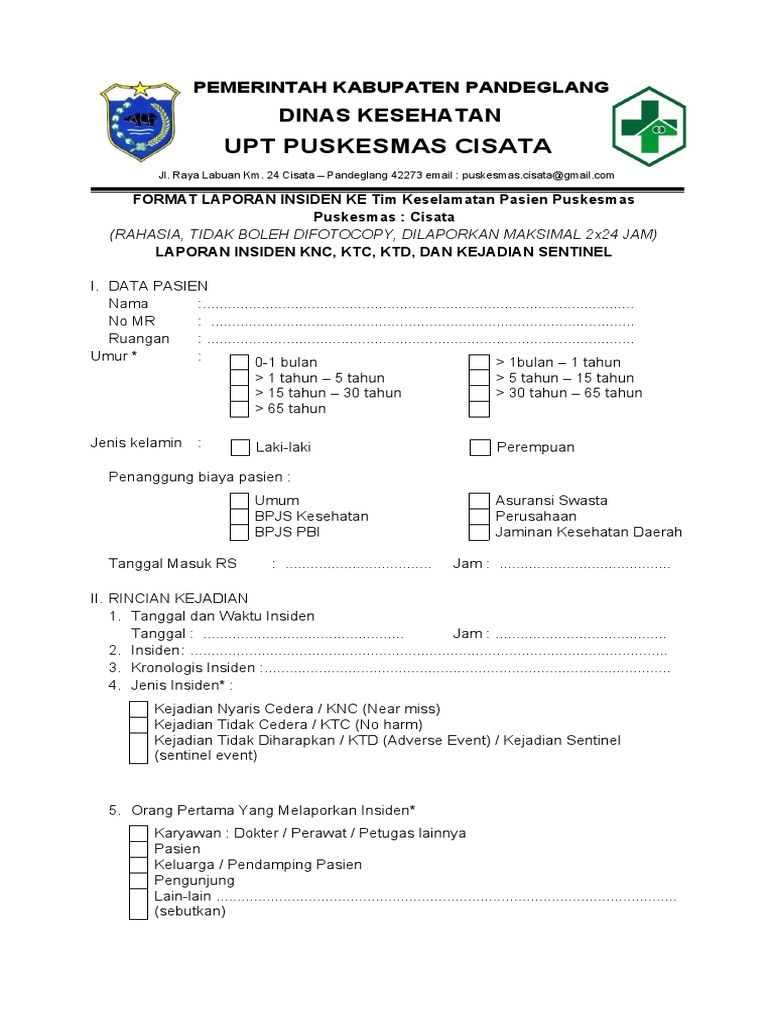 Contoh Laporan Insiden Puskesmas | PDF