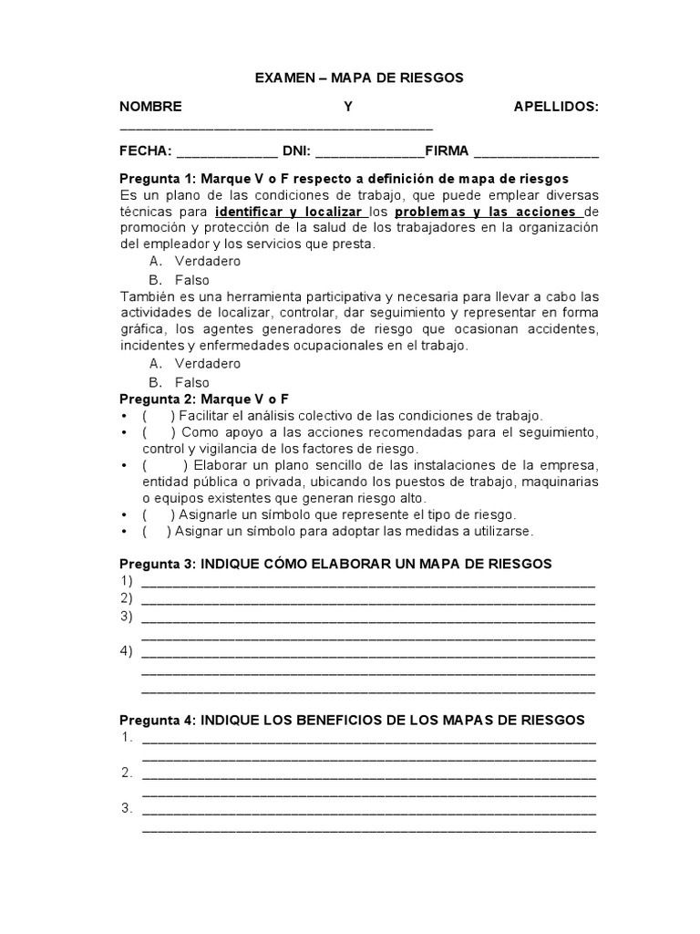 Examen Mapa de Riesgos | PDF