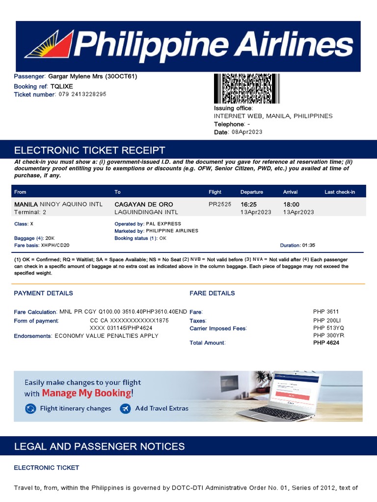 Electronic-Ticket-Receipt-13APR-for-MYLENE-GARGAR | PDF