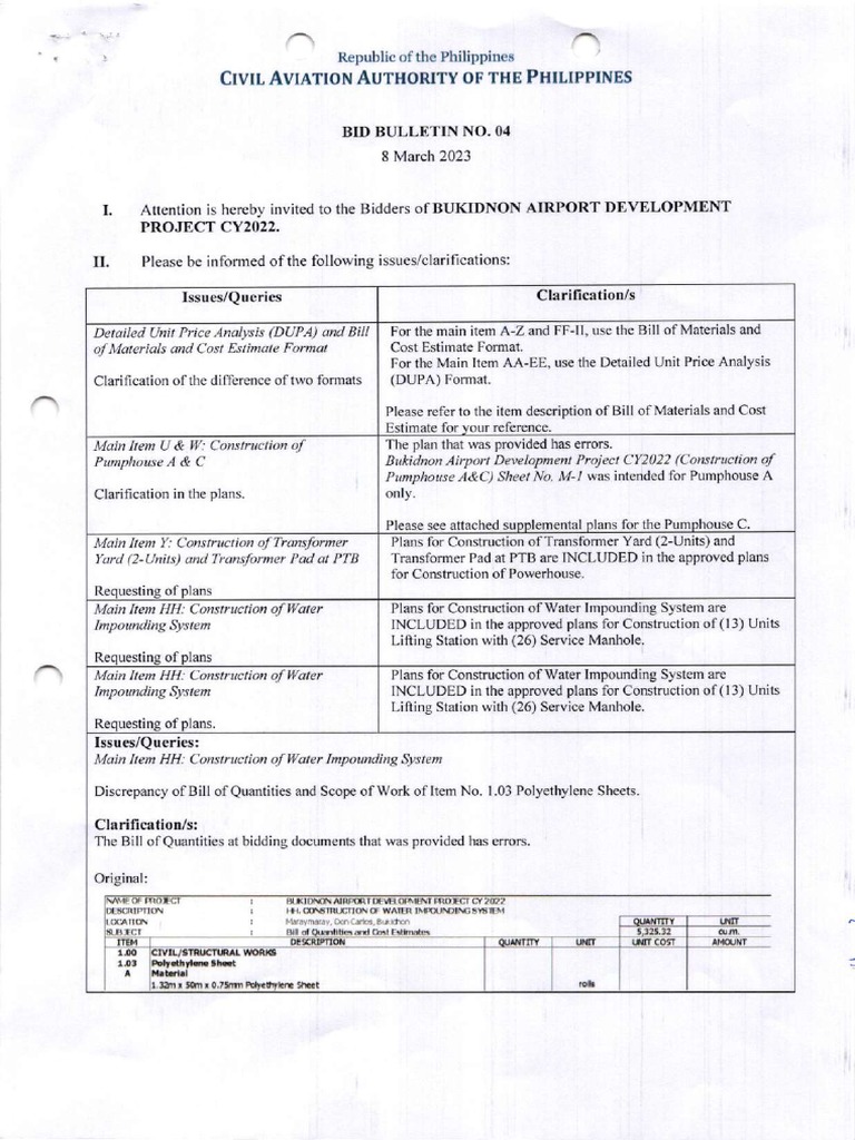 Bid Bulletin No. 4 Bid No. 23 004 02 Bukidnon Airport Development ...