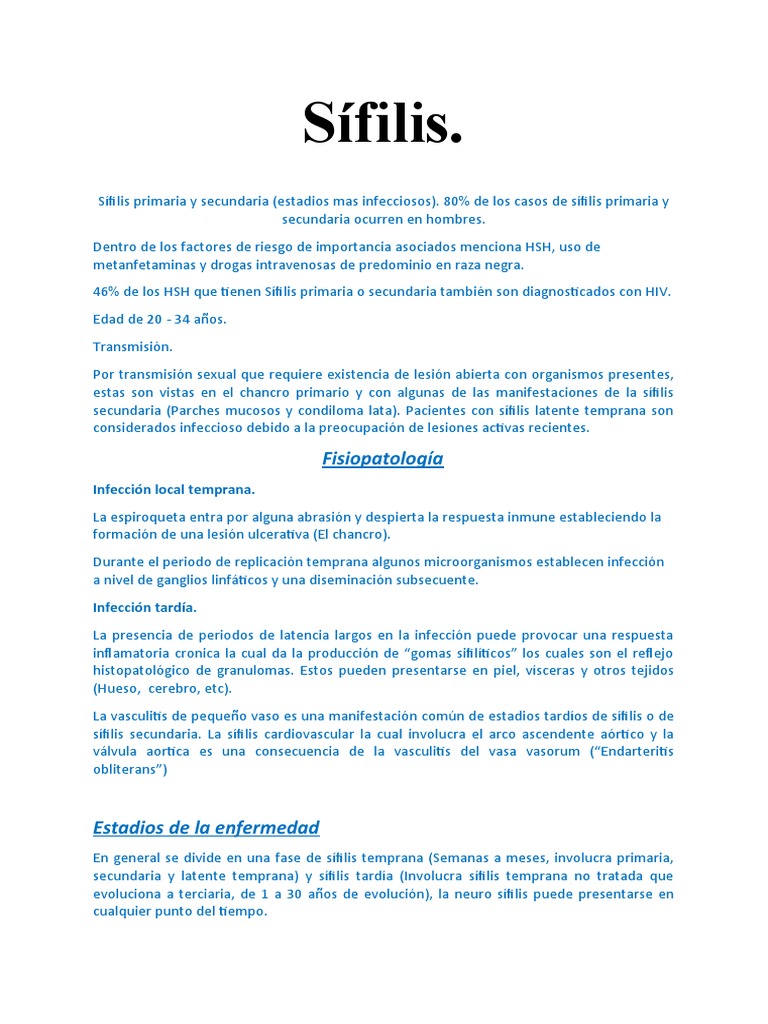 Sífilis | PDF | Infección | Medicina CLINICA