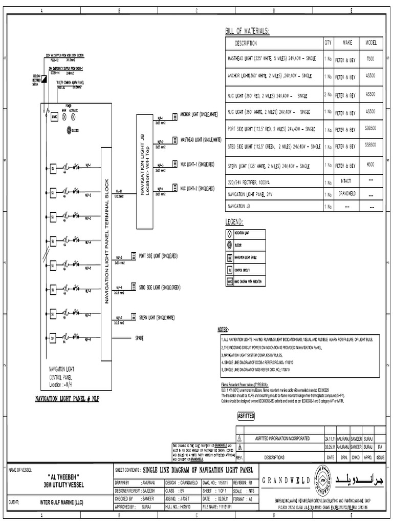15.single Line Diagram of Navigation Light Panel | PDF