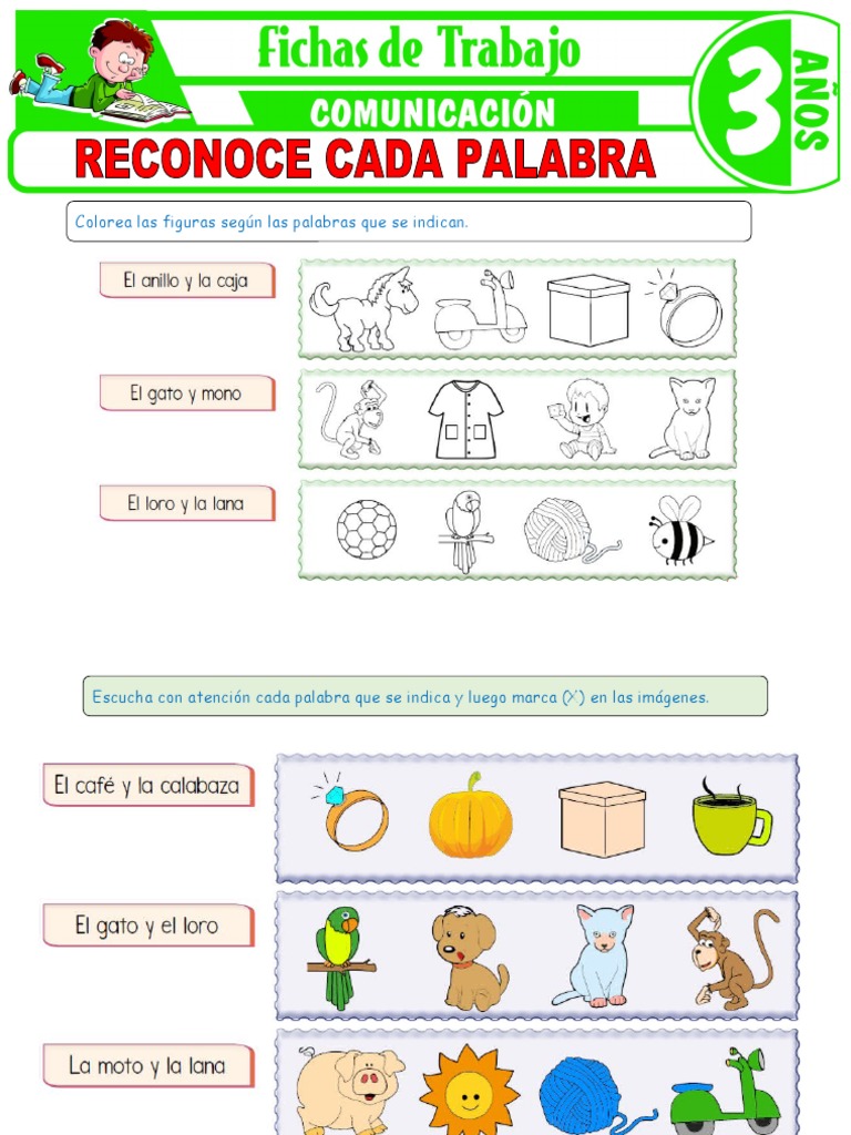 Actividades de Colorear y Marcar Fichas | PDF | Artes del Lenguaje y ...