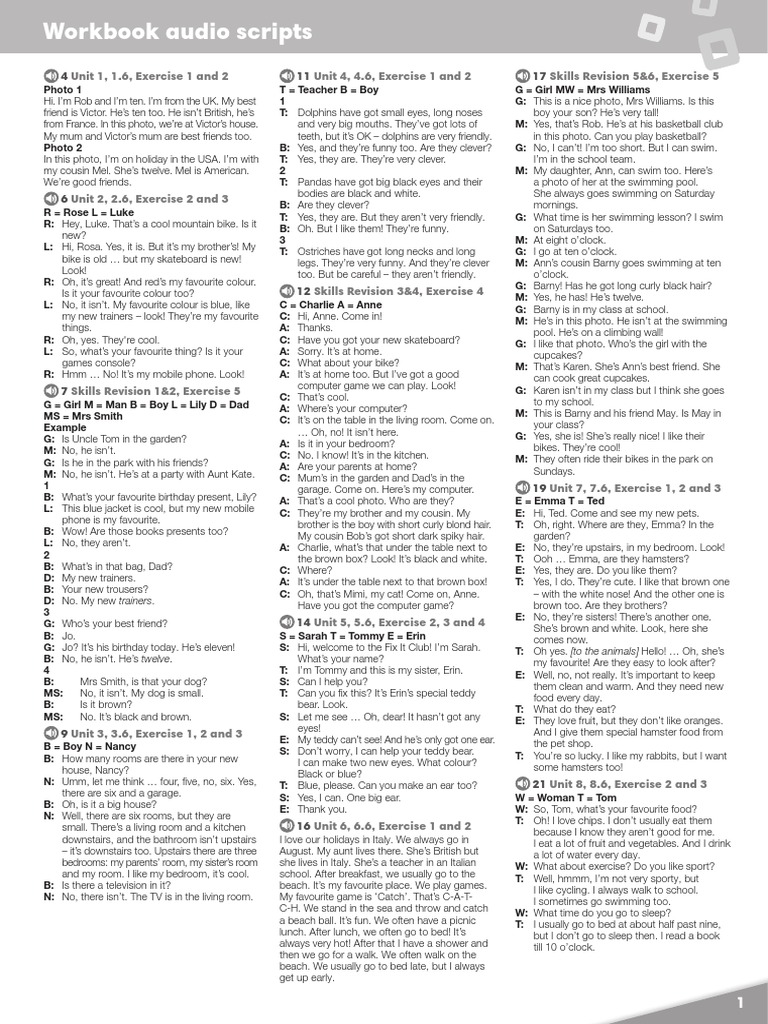 Workbook Audio Scripts Overview | PDF