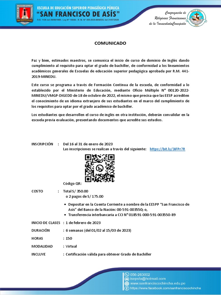 Comunicado Inglés | PDF