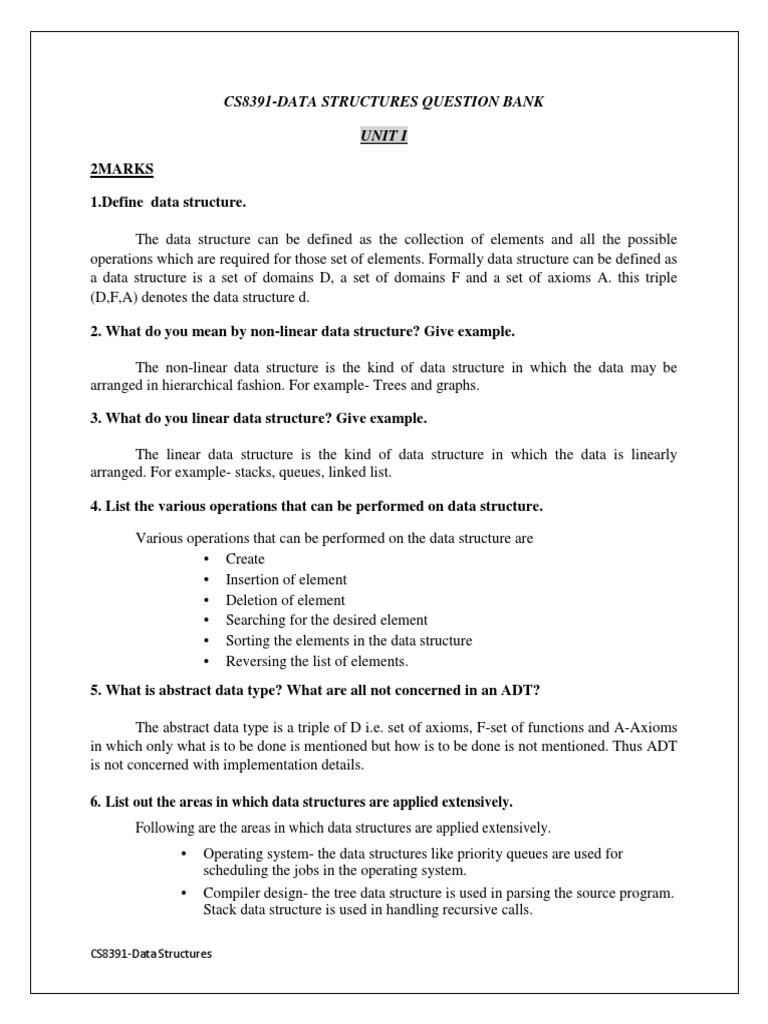 Cs8391 Data Structure Pdf Queue Abstract Data Type Pointer Computer Programming 