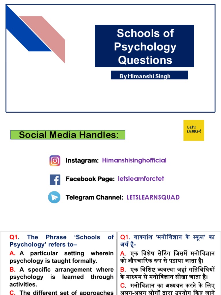 Schools of Psychology Exam Questions | PDF | Behaviorism ...