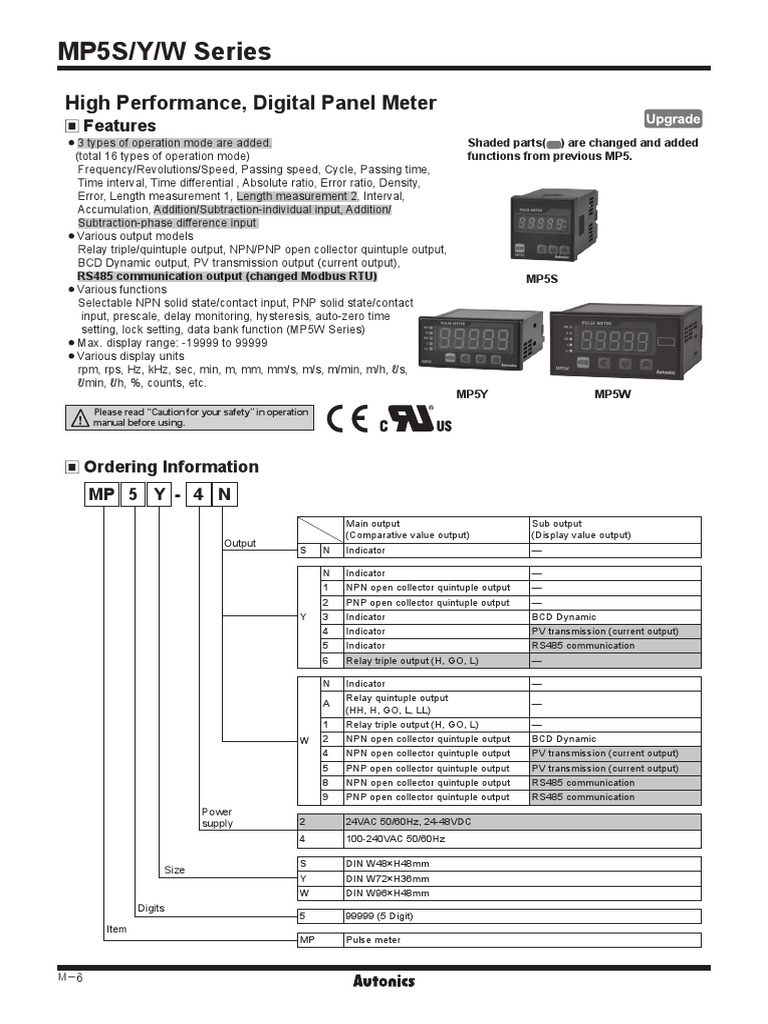MP5S/Y/W Series: High Performance, Digital Panel Meter | PDF | Bipolar ...