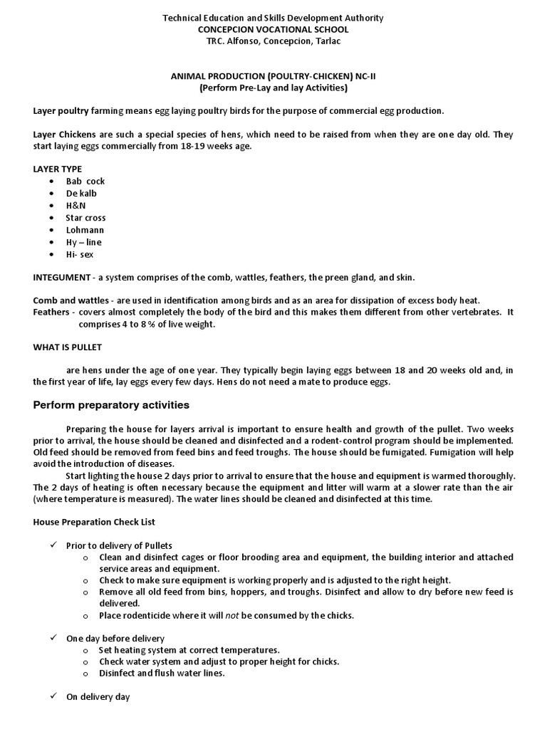 Poultry Pre Lay and Lay Activities | PDF | Ovary | Chicken