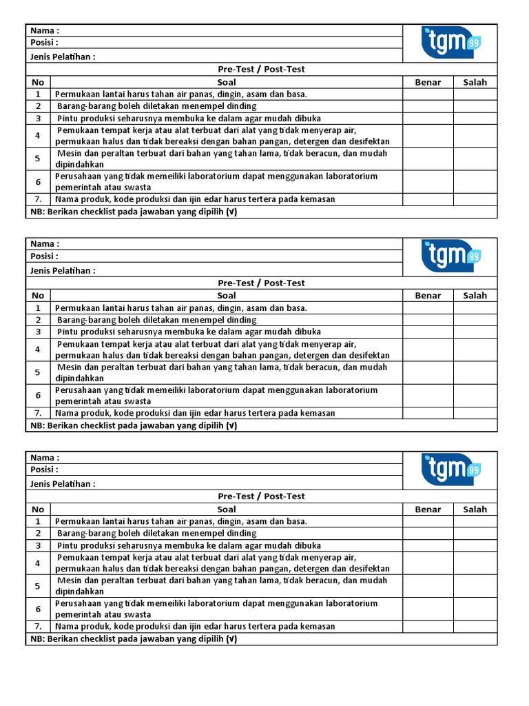 Soal Pretest Dan Posttest | PDF
