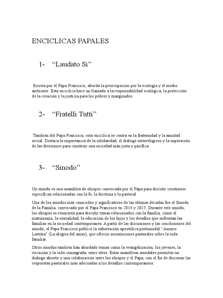 Enciclicas Papales | PDF | Papa Francisco | Sínodo