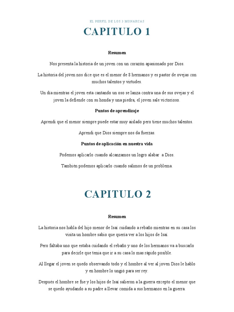 Perfil De Los 3 Monarcas Resumen Jaff Pdf David Saulo