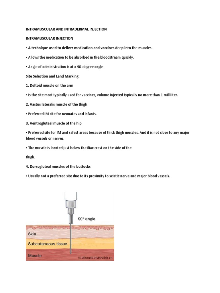 Intramuscular and Intradermal Injection | PDF
