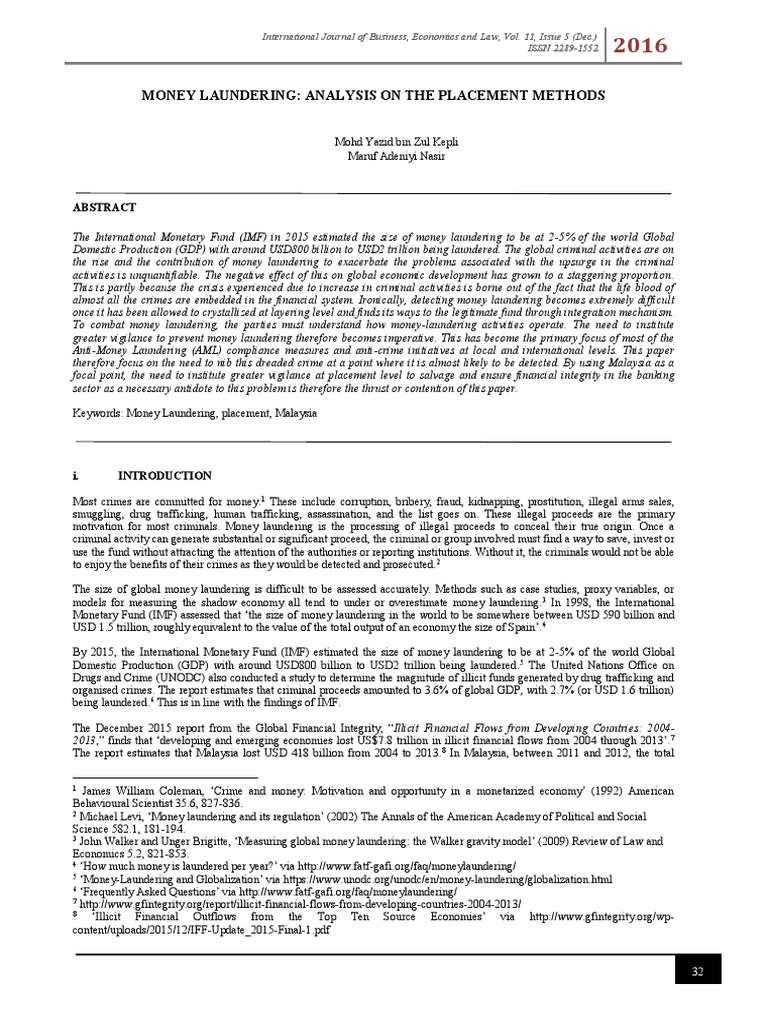 Placement Methods in Money Laundering | PDF | Money Laundering ...