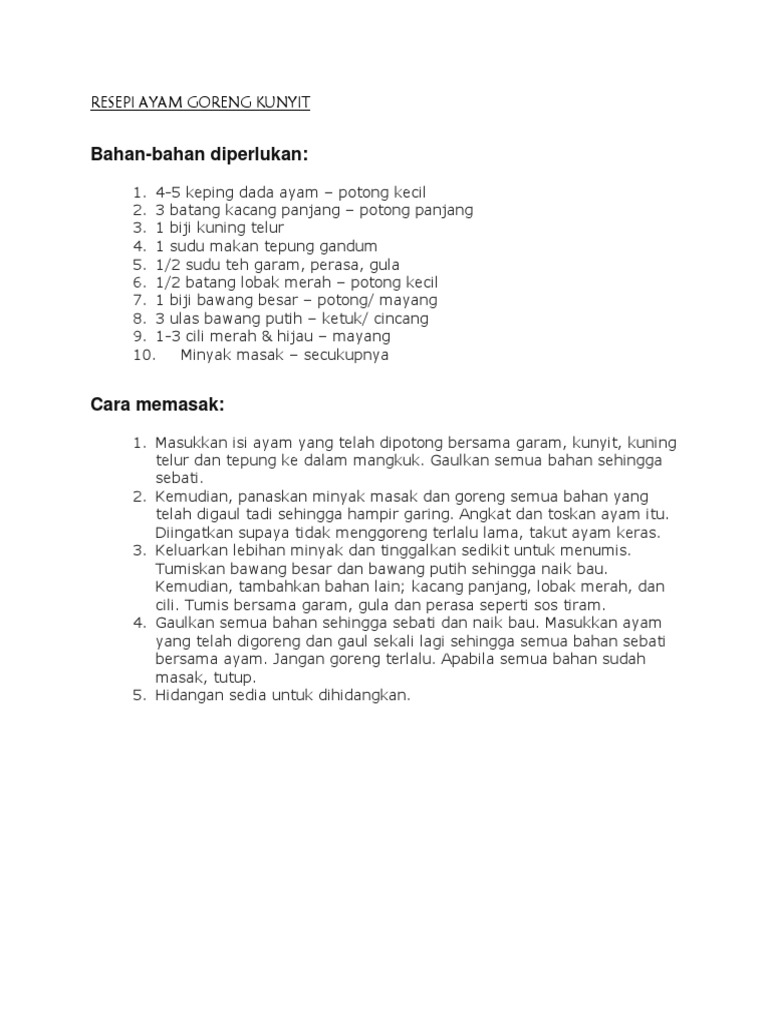 Resepi Ayam Vol 1 | PDF