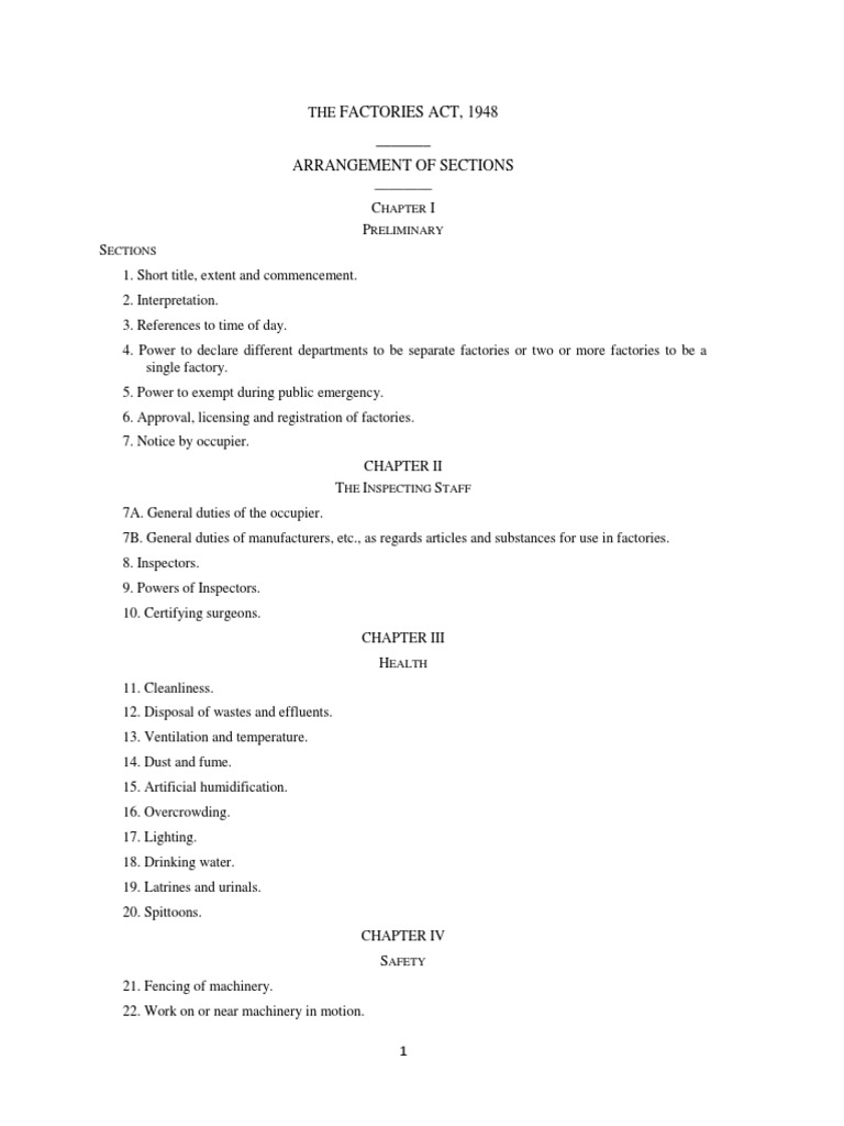 Factories Act 1948: Complete Overview | PDF | Engines | Machines
