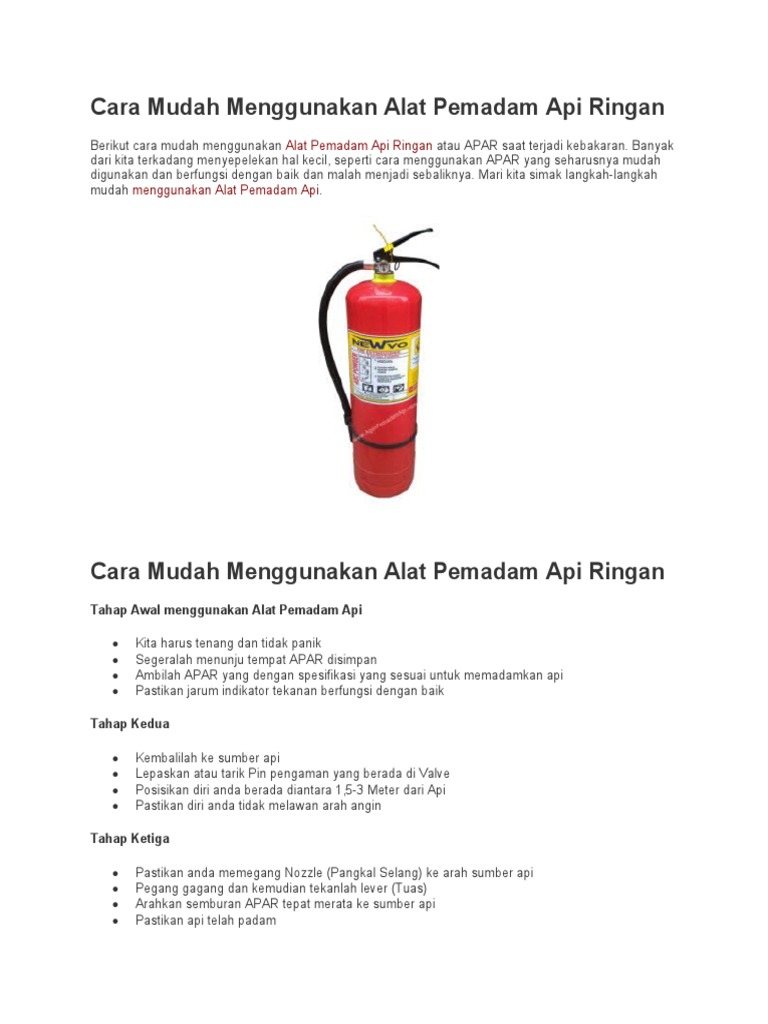 Cara Mudah Menggunakan Alat Pemadam Api Ringan | PDF