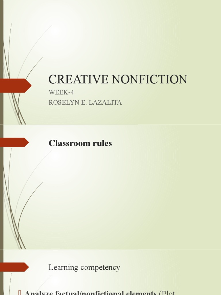 Analyzing Creative Nonfiction Elements | PDF | Narration | Plot (Narrative)