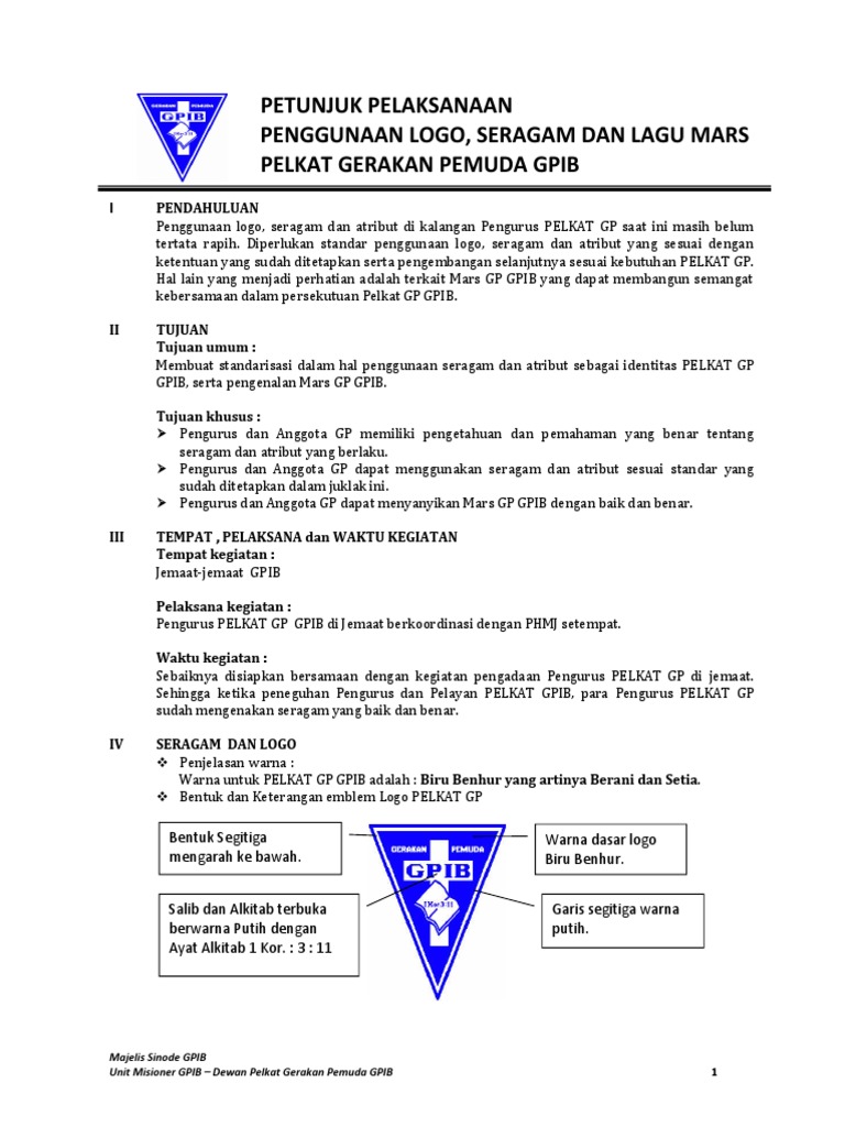 Juklak Logo - Seragam - Mars Pelkat GP GPIB 2023 | PDF