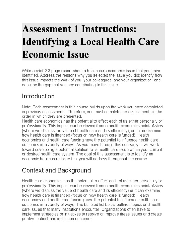 Assessment 1 Instructions | PDF | Citation | Health Care