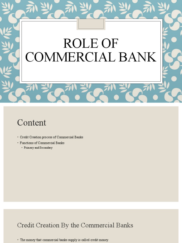 Module 6 - Lect 4 - Role of Commercial Banks | PDF | Banks | Deposit ...