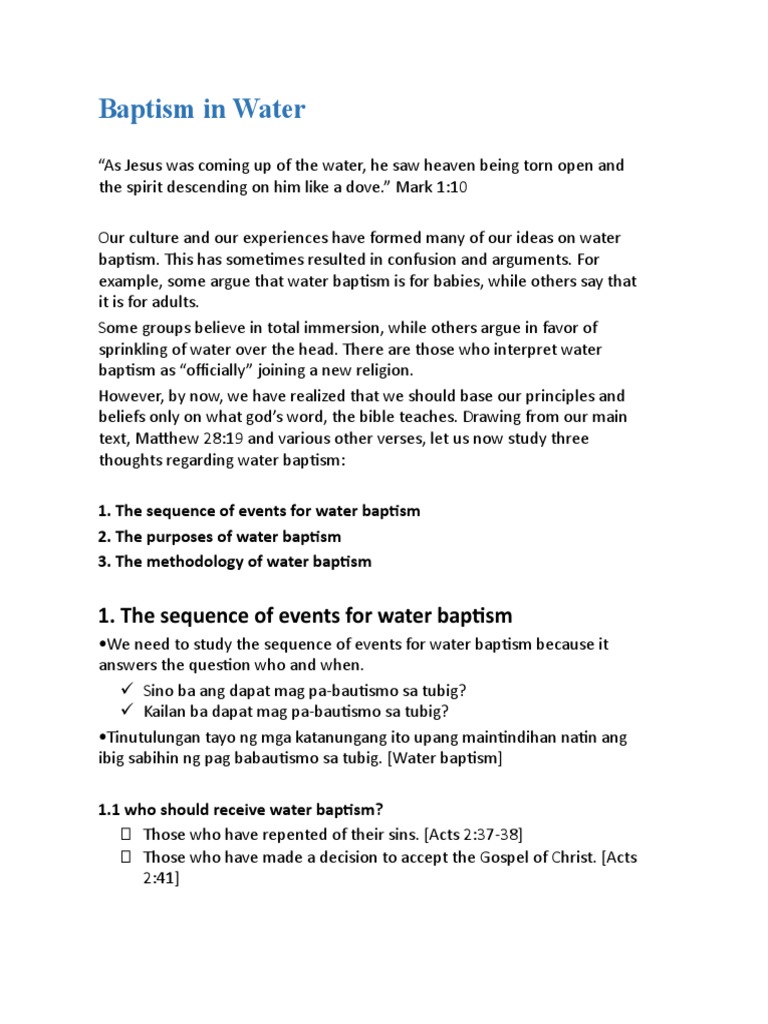 Lesson 5 Baptism in Water | PDF | Baptism | Jesus