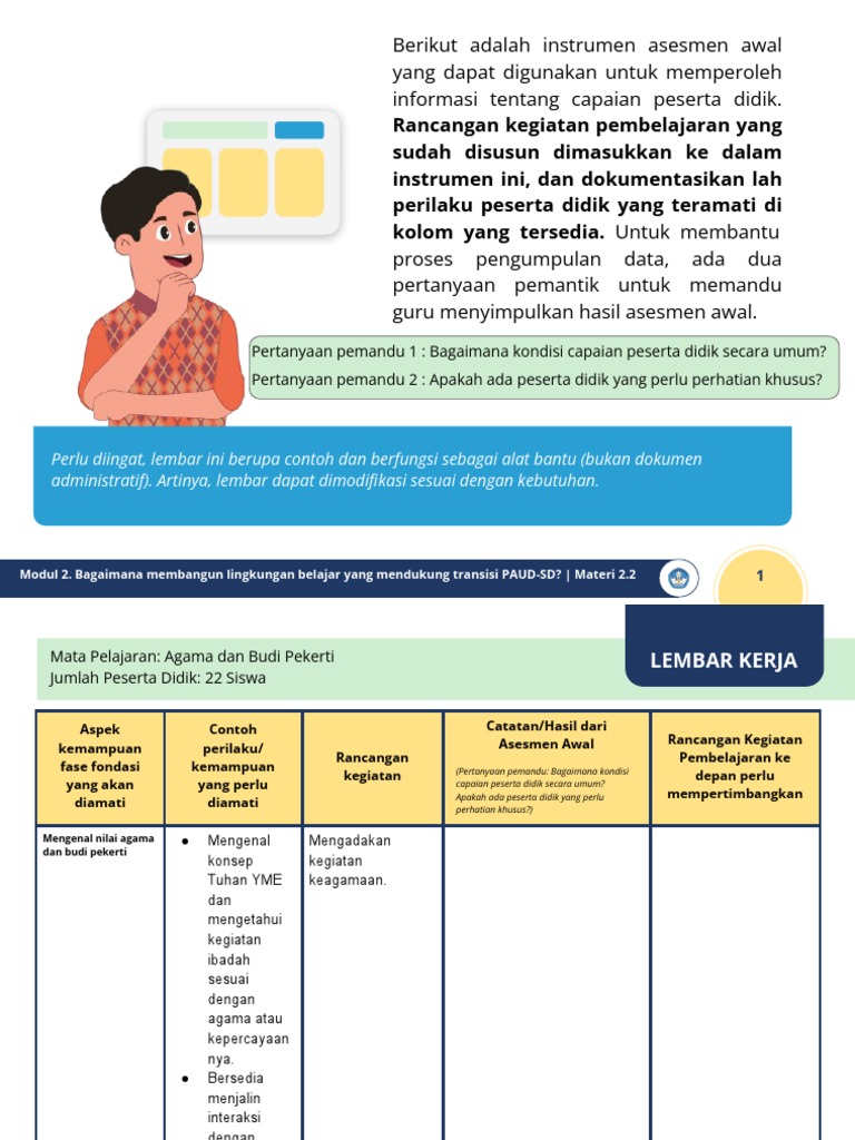 Contoh Instrumen Asesmen Awal PAUD | PDF | Karier & Perkembangan