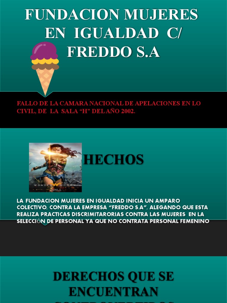 Mujeres en Igualdad C Freddo S.A (Bases Constitucionales Del Derecho Privado) | PDF ...