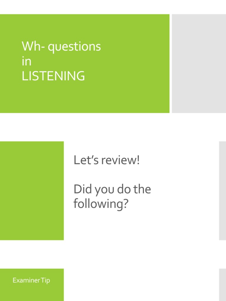 WH - Questions in Listening | PDF | Career & Growth | Self-Improvement