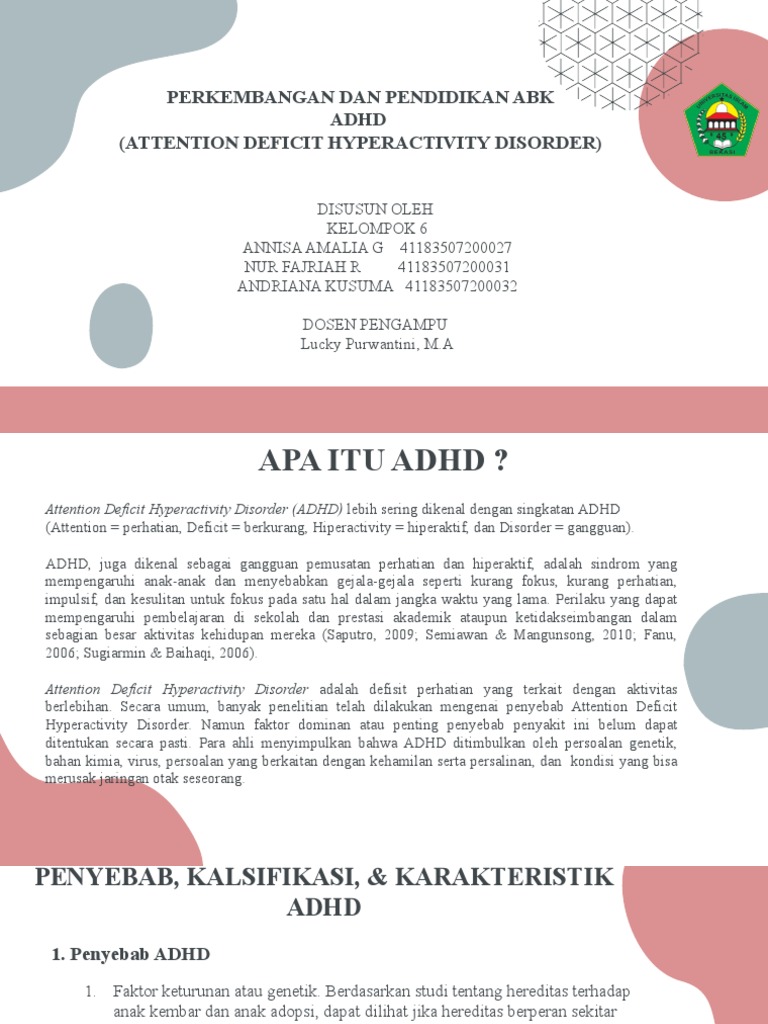 ADHD: Penyebab, Klasifikasi, dan Penanganan | PDF