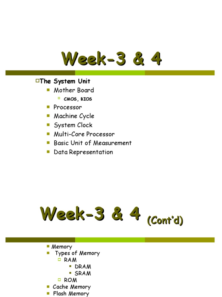 W-3 & 4 Comp Hardware | PDF | Random Access Memory | Central Processing Unit