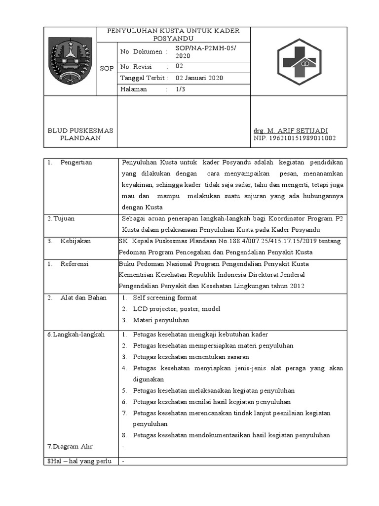 Sop Penyuluhan Kusta Pada Kader | PDF