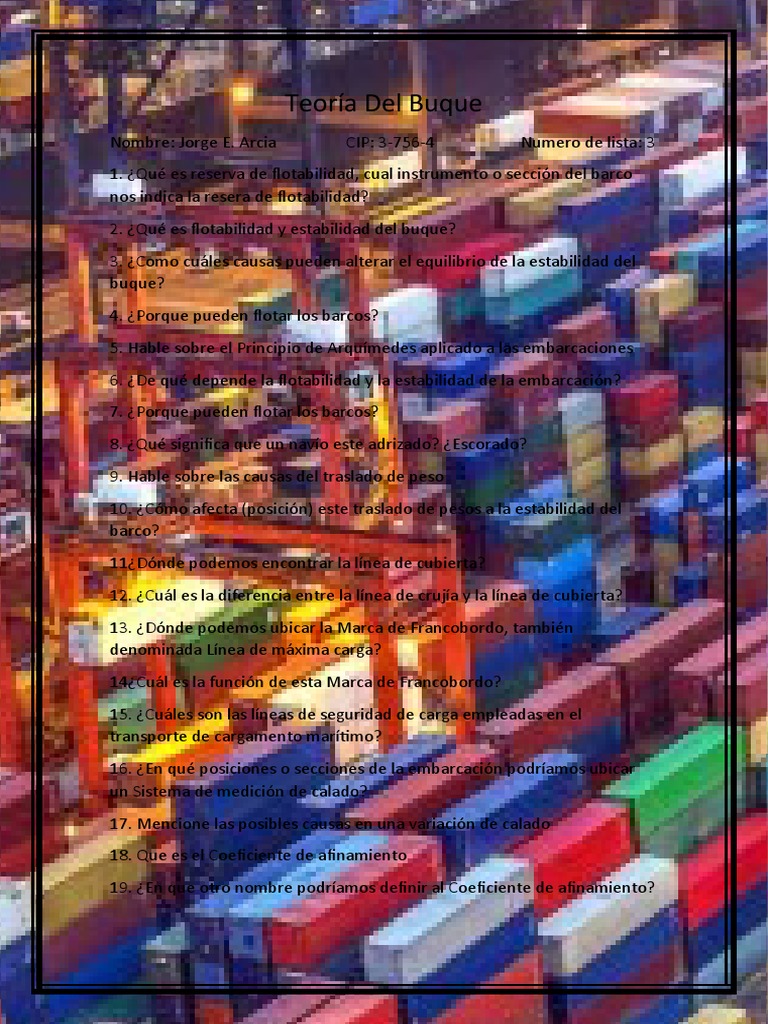 Teoría Del Buque | PDF | Flotabilidad | Buques