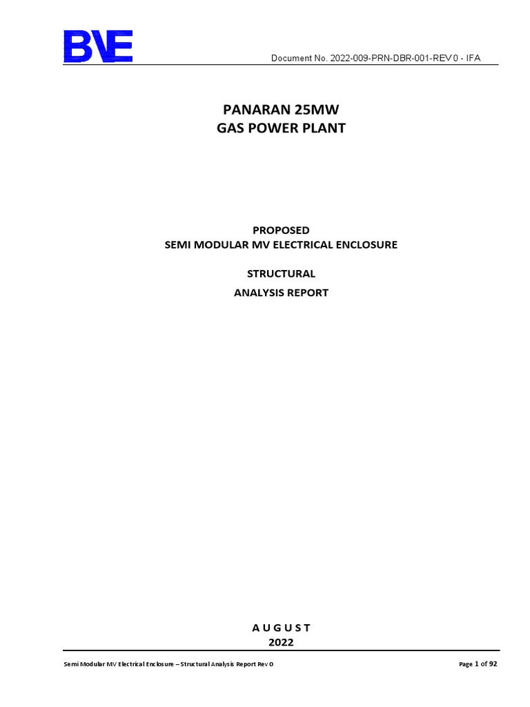 2022 009 PRN DBR 001 REV 0 IFA - MV Enclosure Structural Analysis | PDF | Beam (Structure ...