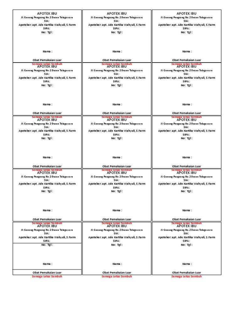 ETIKET BIRU Apotek Ibu | PDF | Kesehatan Holistik