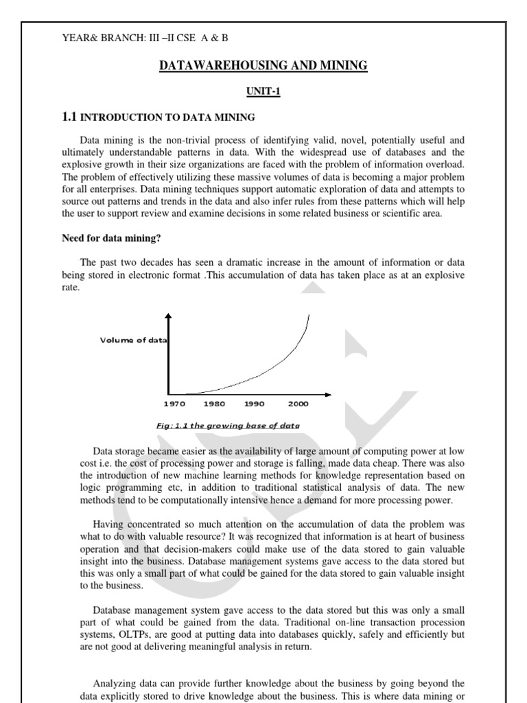 Unit 1 | PDF | Data Mining | Data