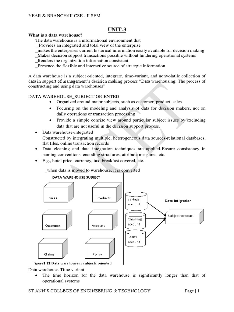 Unit 3 | PDF | Data Warehouse | Databases