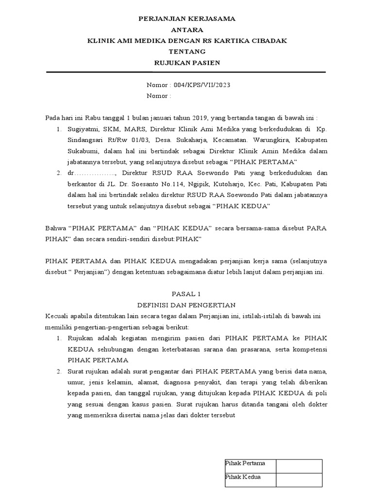 Contoh Mou Rujukan Klinik Dan Rumah Sakit Pdf