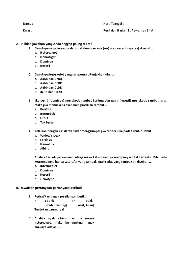 UH Pewarisan Sifat | PDF