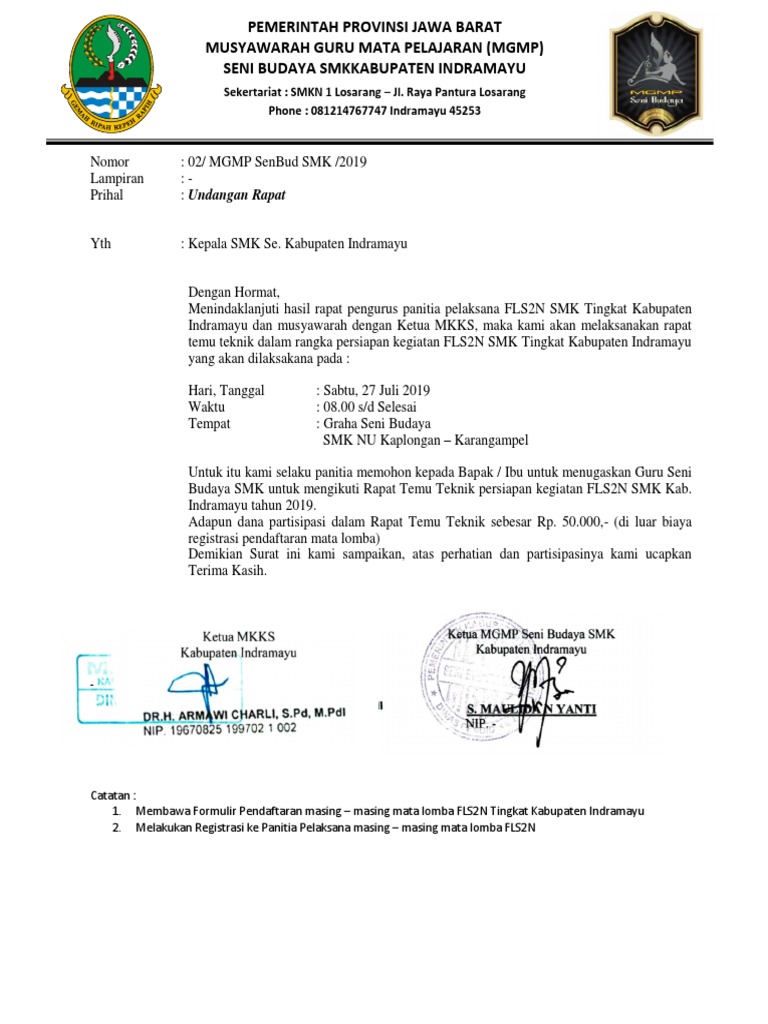 Undangan MGMP | PDF