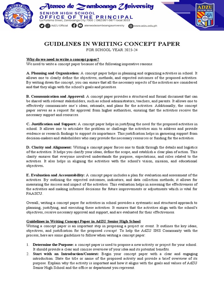 On Writing Concept Papers Draft 3 | PDF | Evaluation | Concept