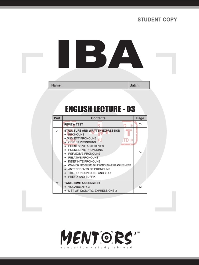 Lecture 3 BBA English (PRT) | PDF