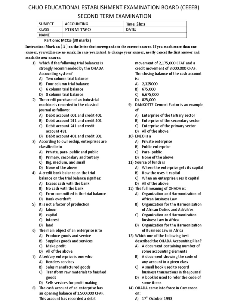 Accounting Form 2 | PDF | Debits And Credits | Invoice