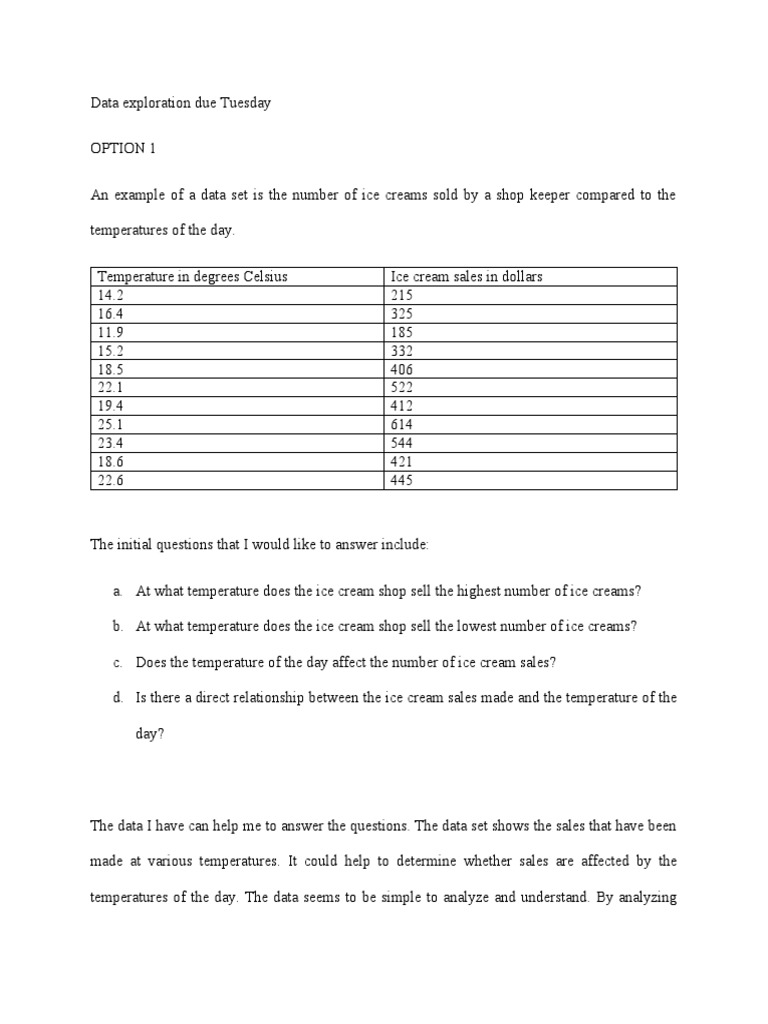 Data Exploration Due Tuesday | PDF | Scatter Plot | Ice