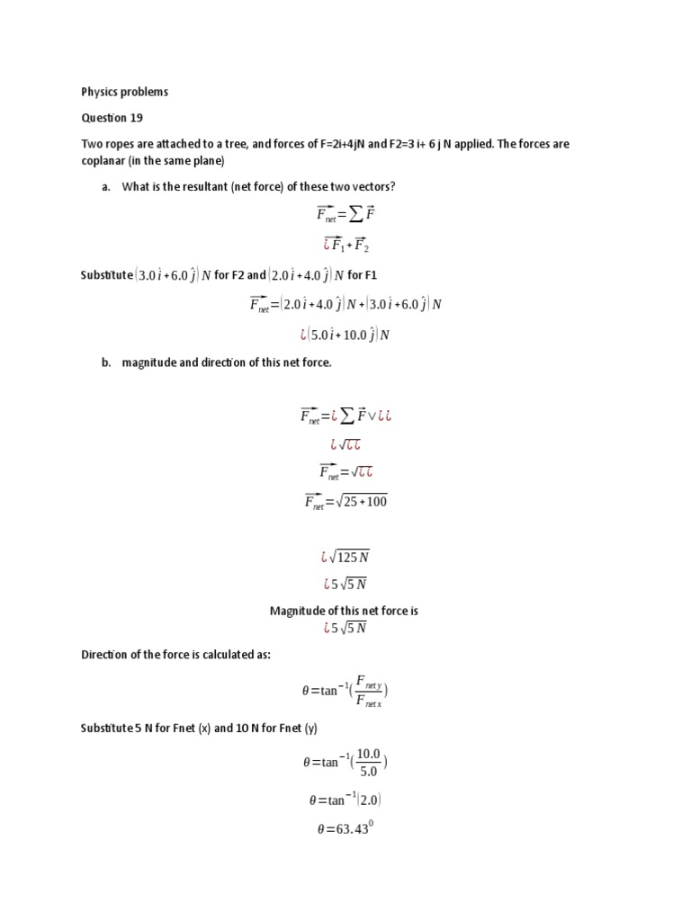 Physics Problems Mon | PDF | Force | Weight