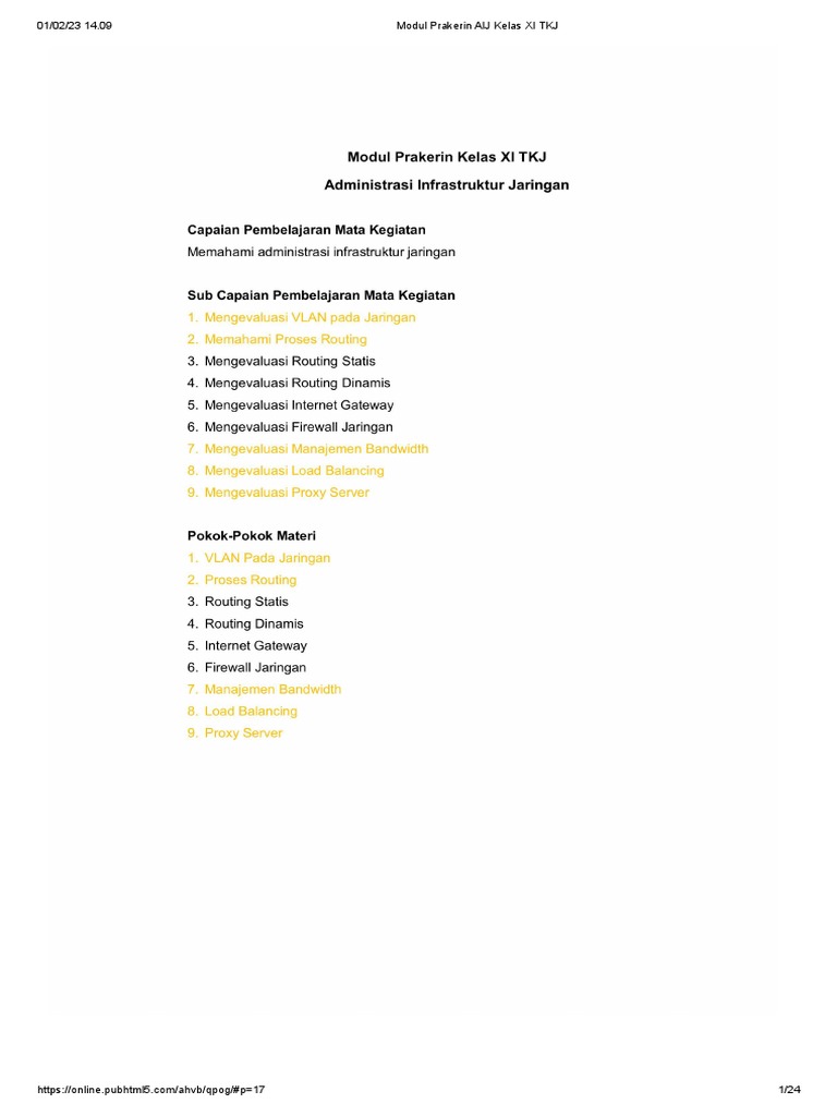 Modul Prakerin AIJ Kelas XI TKJ | PDF