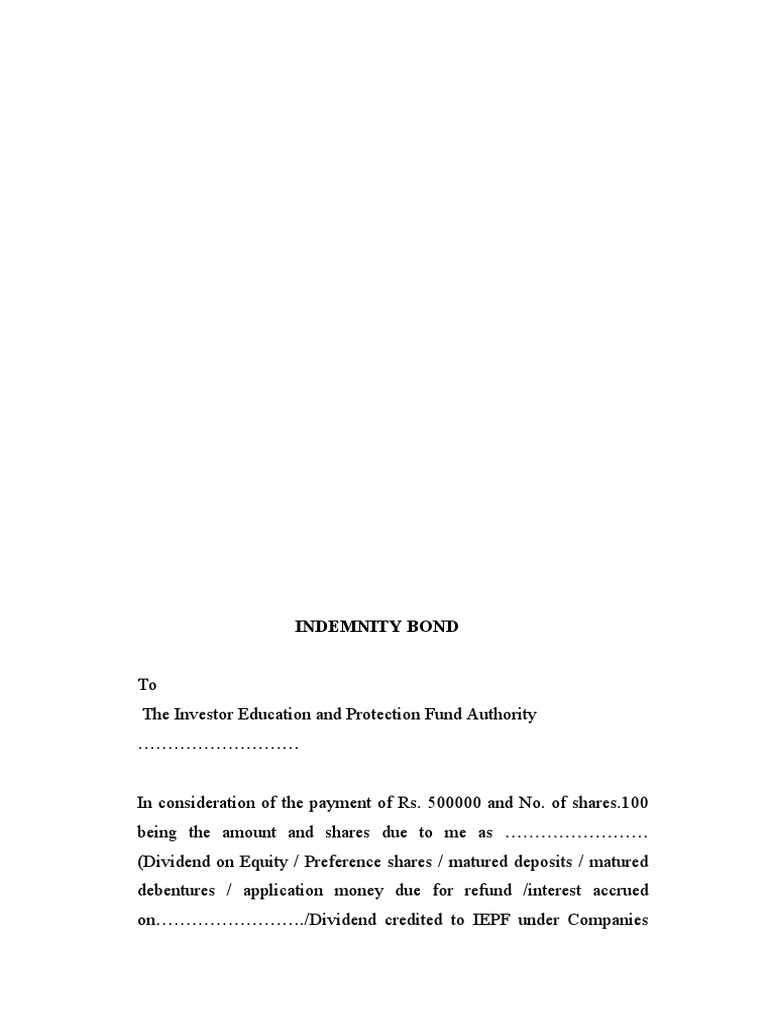 INDEMNITY BOND For IEPF Manjeet Singh | PDF | Business