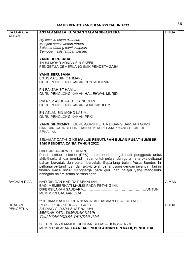 Majlis Penutupan Bulan PSS 2022 | PDF | Olahraga & Rekreasi