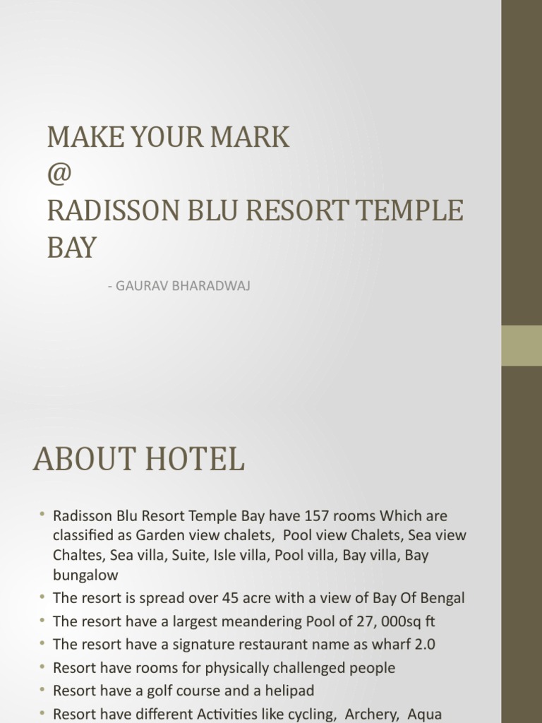 Radisson Blu Resort Overview | PDF