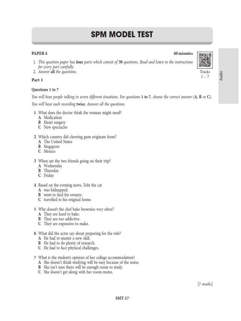 SPM English Listening Test Guide | PDF | Communication | Human